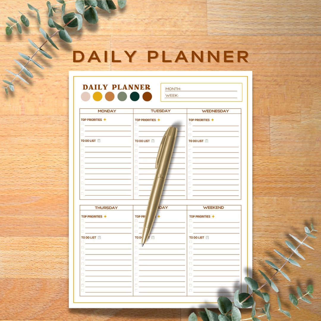 Printable Daily Planner, Daily Planner, Daily to Do, Daily Schedule ...
