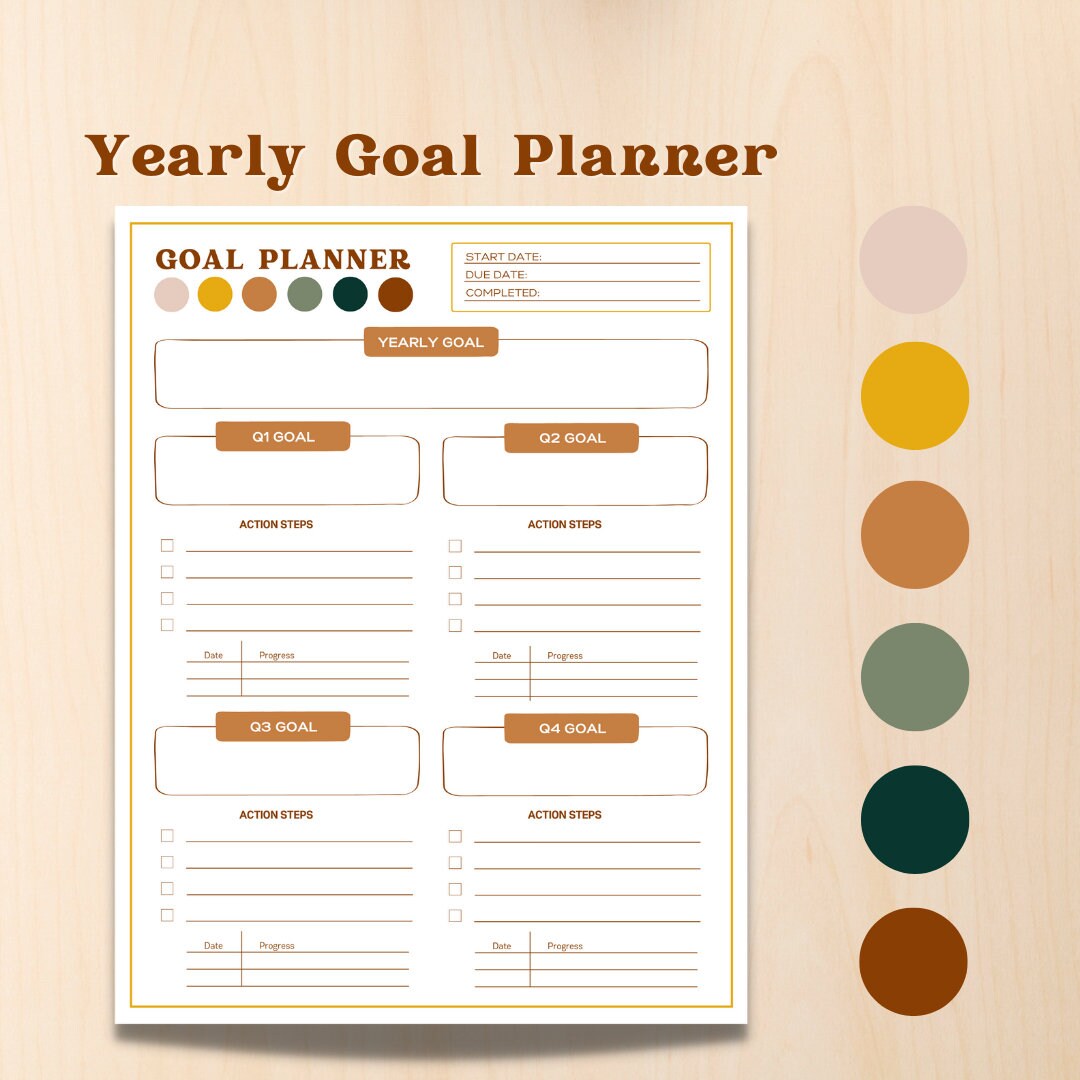 Goal Planner, Goal Setting, Goal Progress, Productivity Planner, Goal ...
