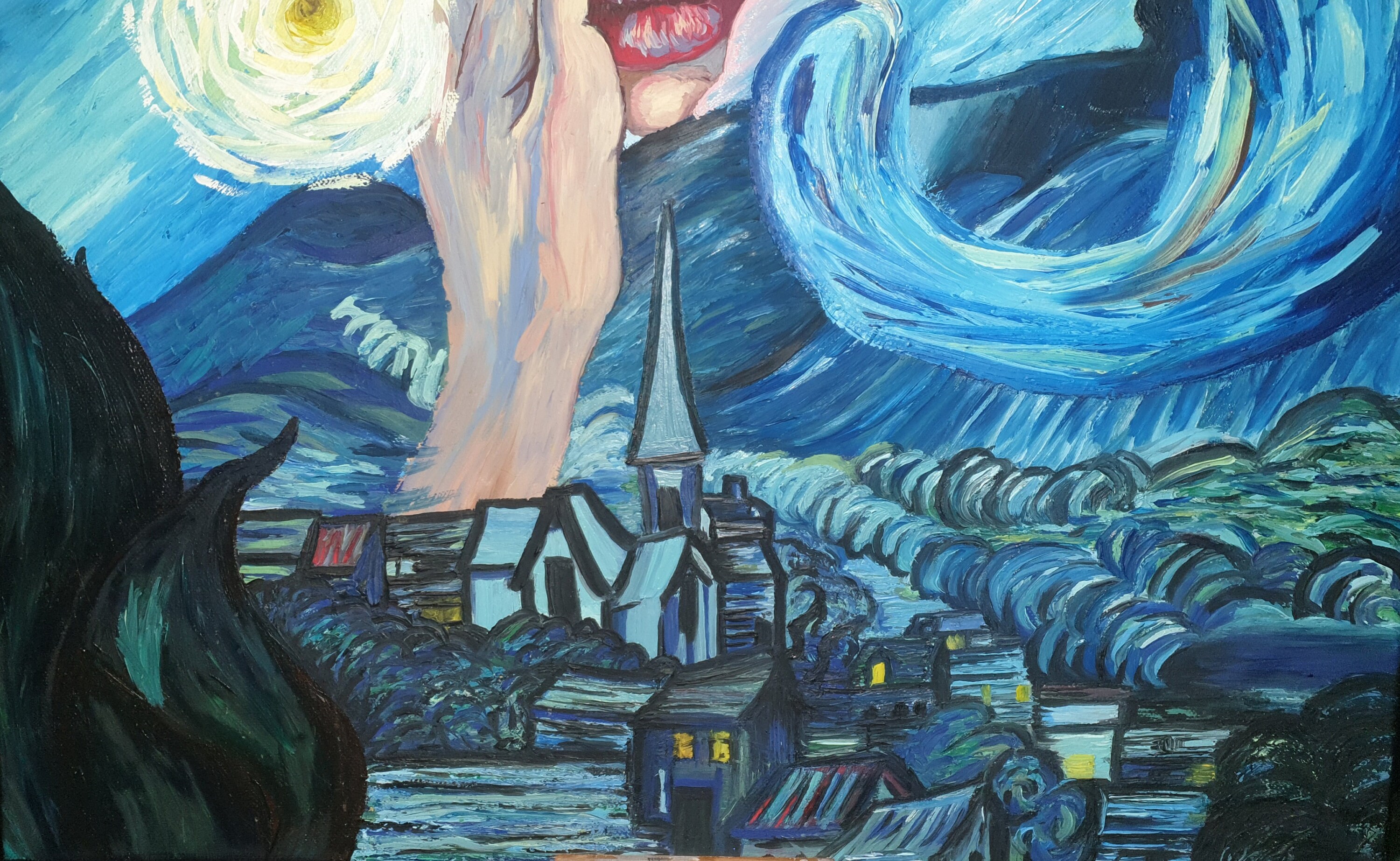 Sneaking in to Starry Night Oil Painting - Etsy