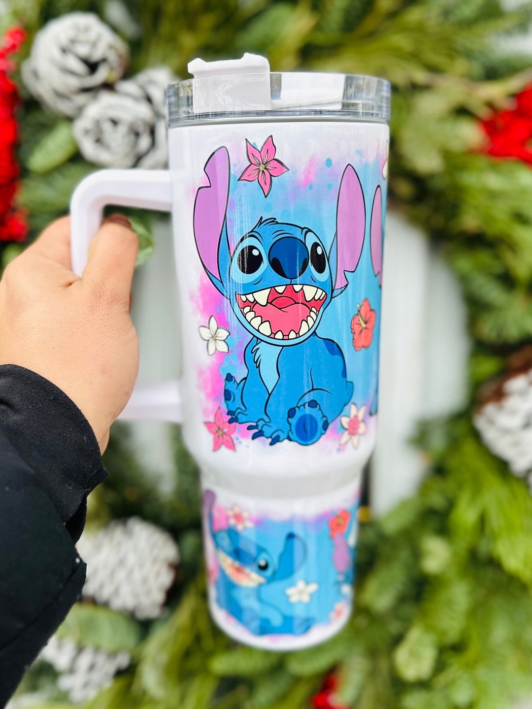 40oz Stainless Steel Dupe Blue Alien Cartoon Character Ohana Means ...