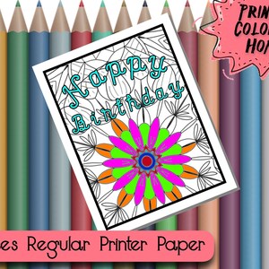 PRINTABLE Happy Birthday Coloring Card — Mandala Birthday Card ...