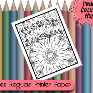 PRINTABLE Happy Birthday Coloring Card — Mandala Birthday Card ...