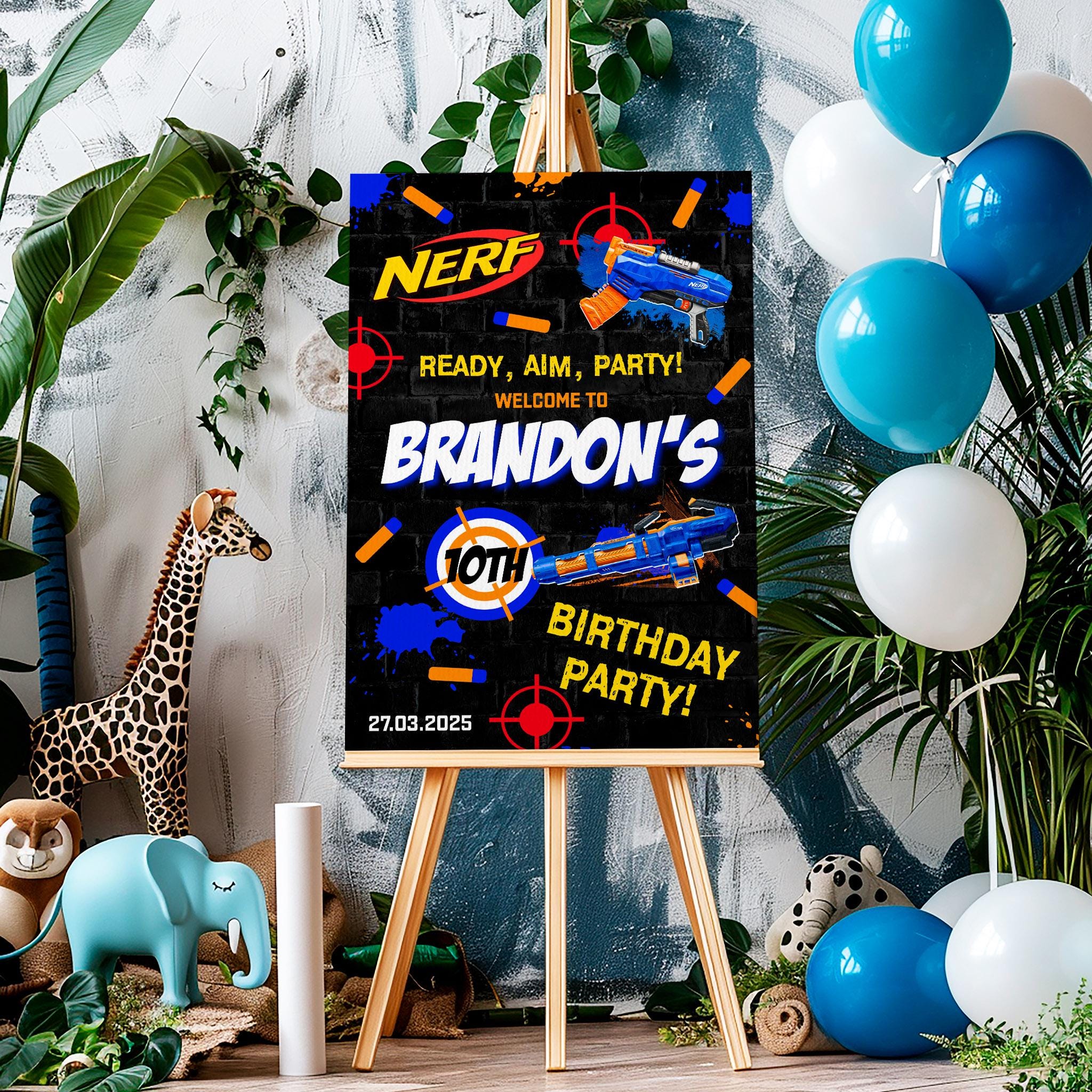 Nerf Welcome Sign Template, Printable Birthday Party Dart Wars Welcome ...