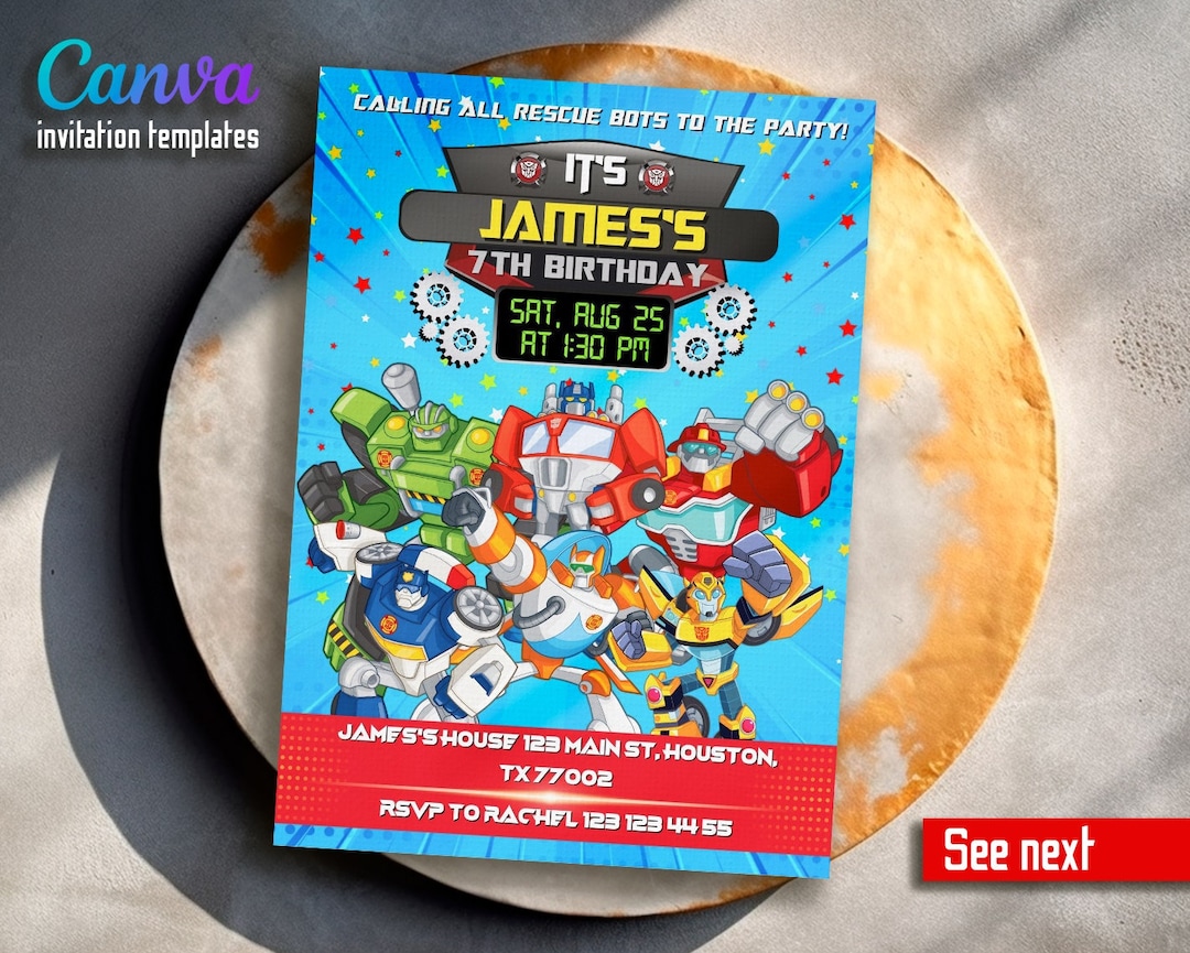 Optimus Prime Invitation, Transformers Party, Printable Transformers ...