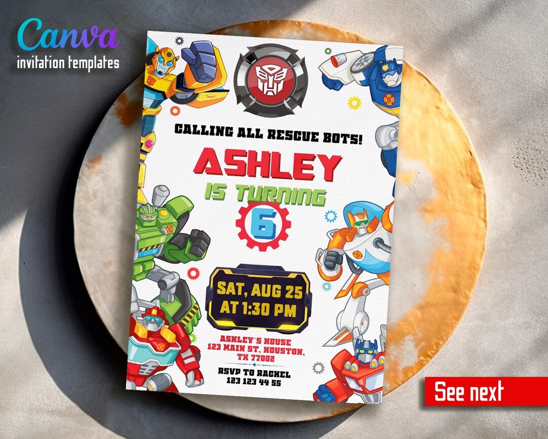 Optimus Prime Invitation, Transformers Party, Printable Transformers ...