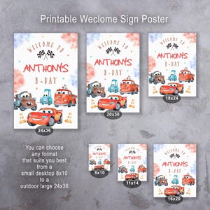 Printable Cars Welcome Sign Template, Birthday Party Lightning Mcqueen ...