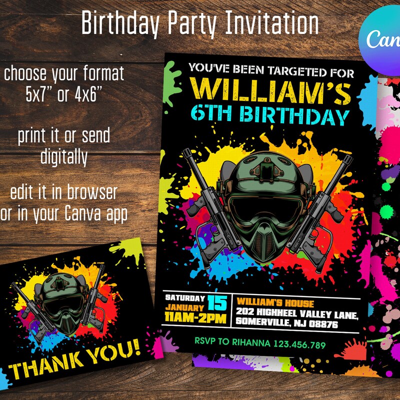 Paintball Invitation - Etsy