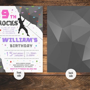 Rock Climbing Invitation, Climber Editable Birthday Invite, Climbing ...