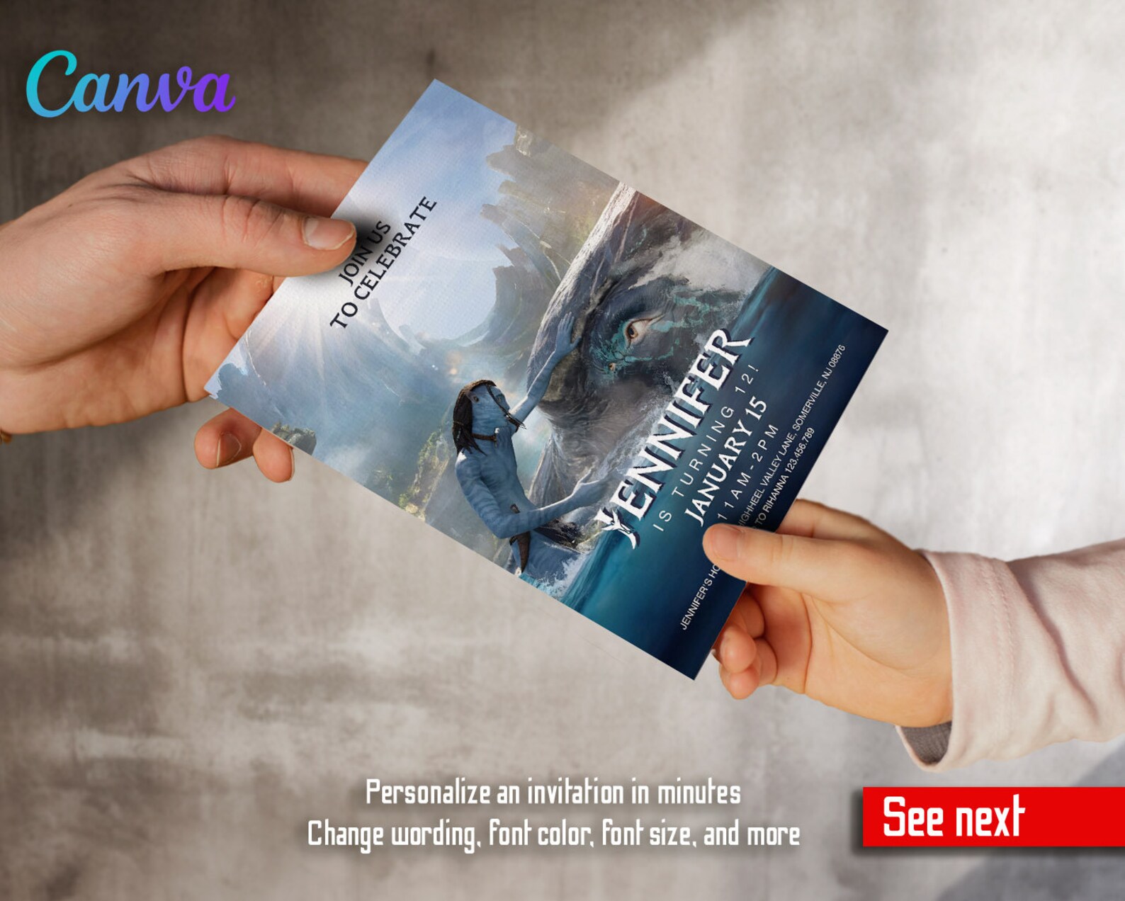 Avatar 2 Editable Invitation, Pandora Printable Birthday Invite, Avatar ...