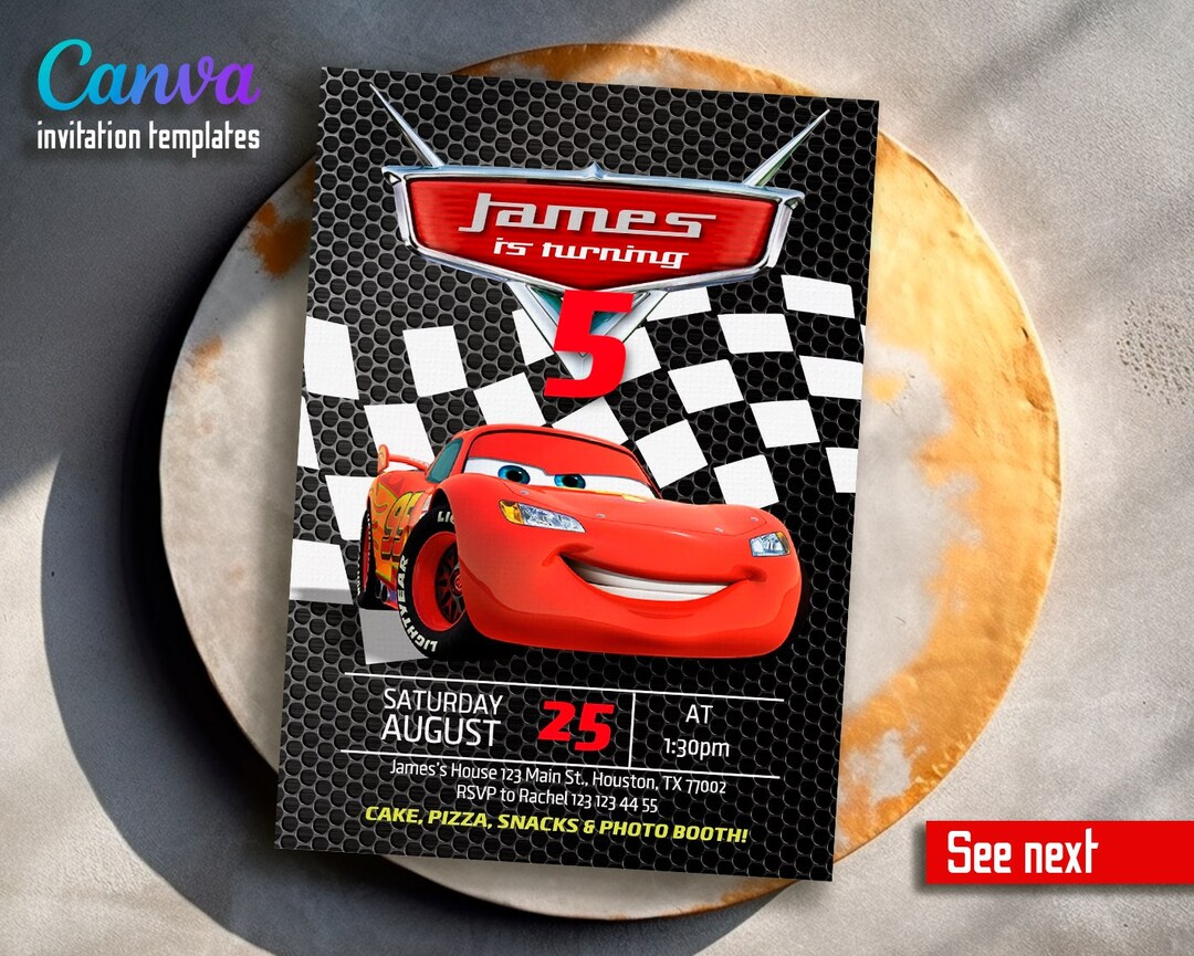 Birthday Party Invitation, Printable Cars Invitation, Racing Birthday ...