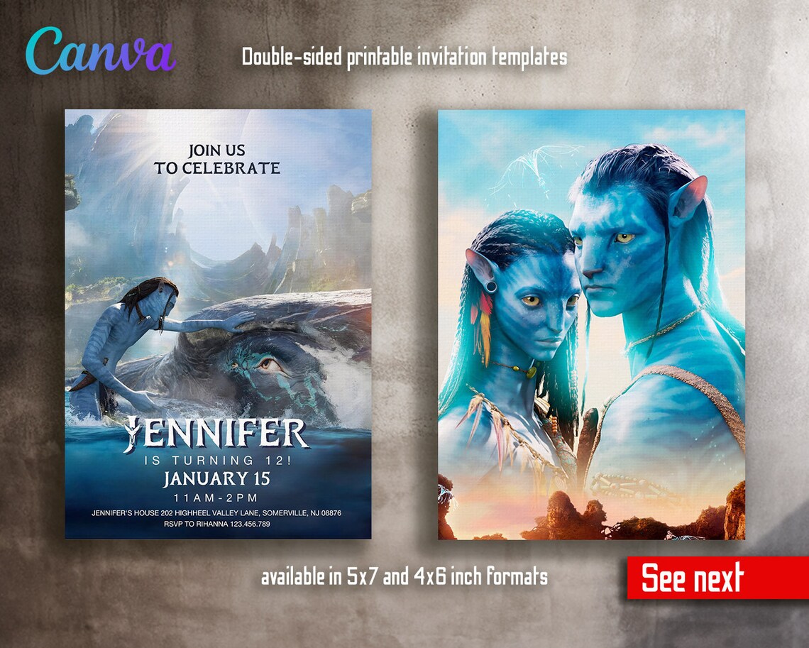Avatar 2 Editable Invitation, Pandora Printable Birthday Invite, Avatar ...