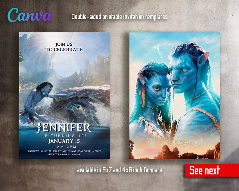 Avatar 2 Editable Invitation, Pandora Printable Birthday Invite, Avatar ...