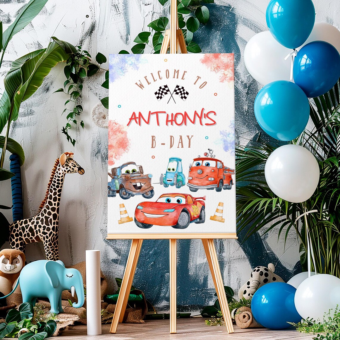 Printable Cars Welcome Sign Template, Birthday Party Lightning Mcqueen ...