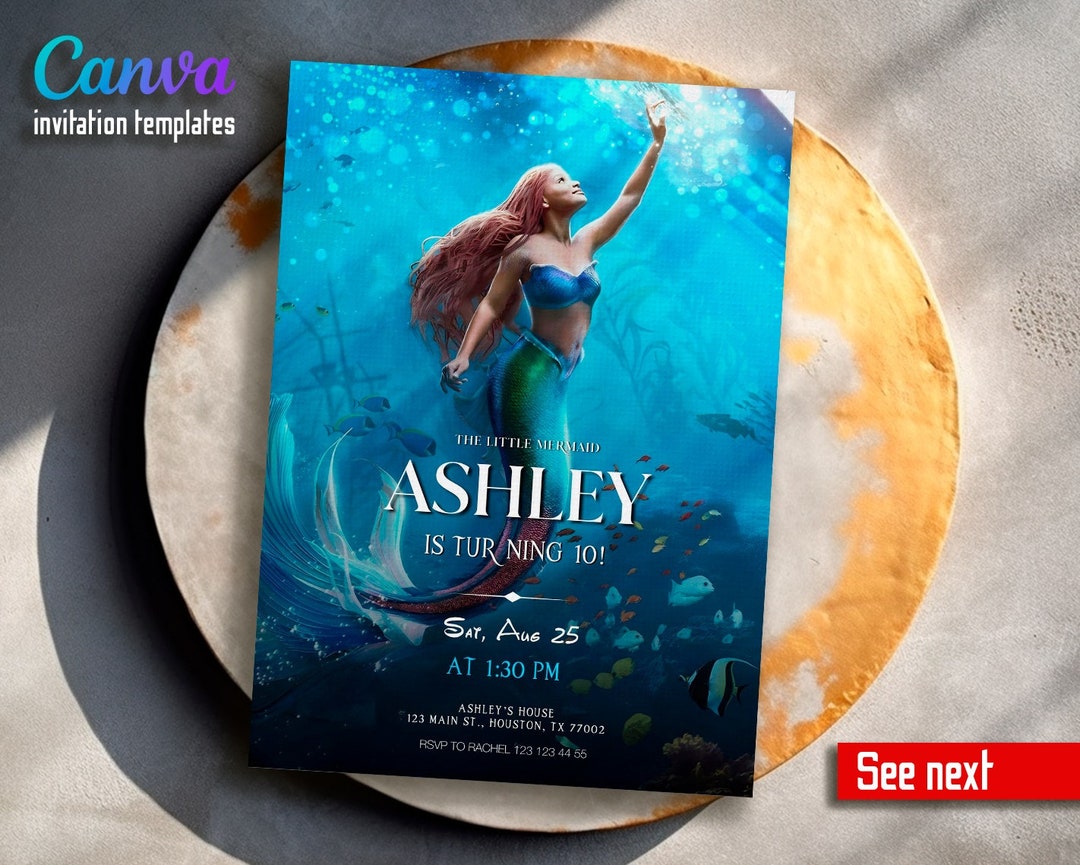 Mermaid Birthday Invitation, Princess Ariel Party, Mermaid Party, the ...
