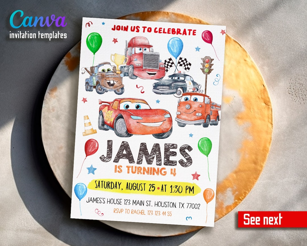Birthday Party Invitation, Racing Birthday Invitation Template ...