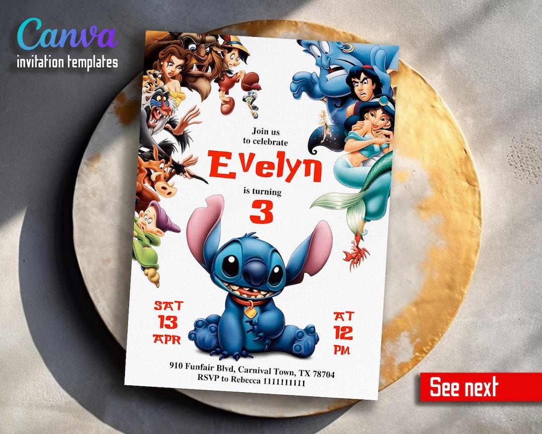 Printable Editable Stitch Invitation, Lilo and Stitch Birthday Invite ...
