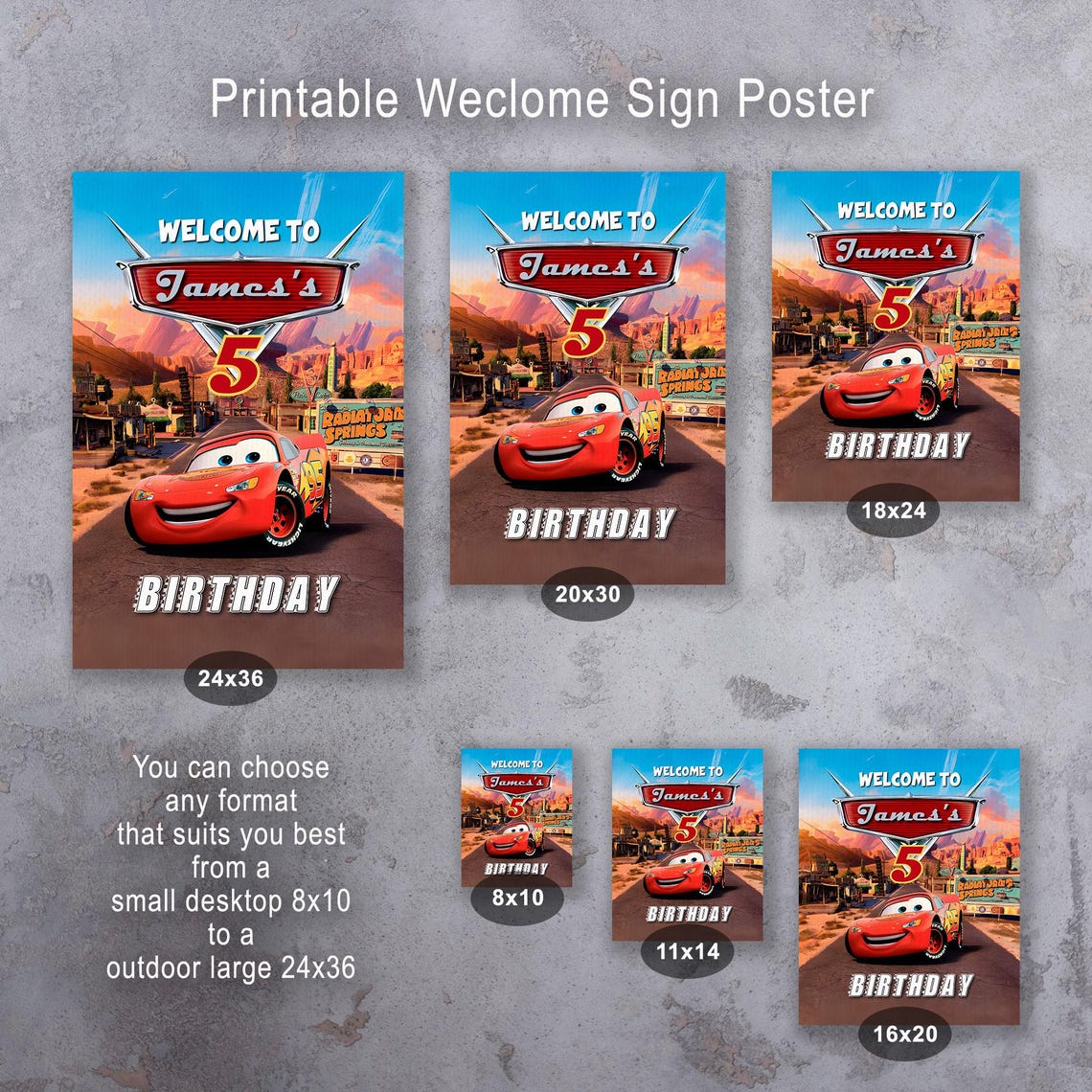 Printable Cars Welcome Sign Template, Birthday Party Lightning Mcqueen ...