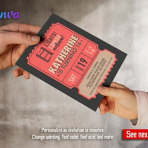 Printable Editable Invitation Template, Hollywood Birthday Party ...