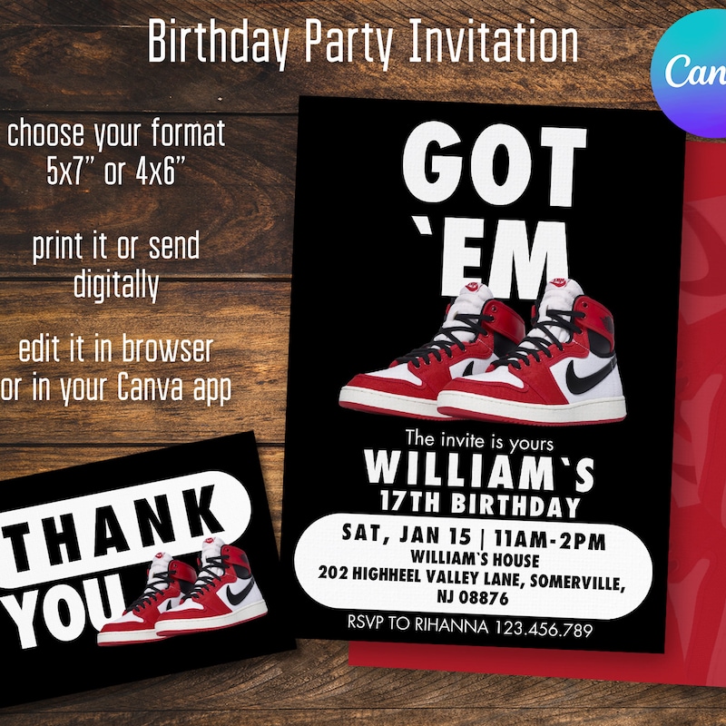 Sneaker Invitation - Etsy