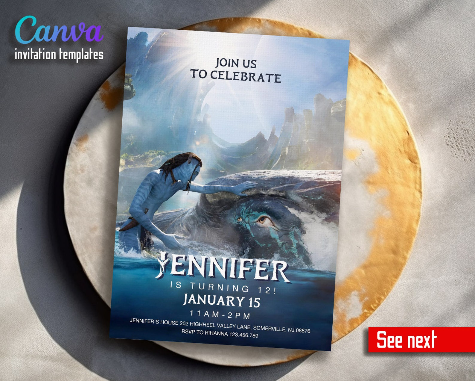Avatar 2 Editable Invitation, Pandora Printable Birthday Invite, Avatar ...