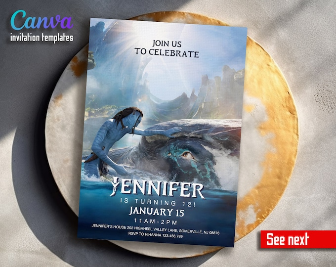 Avatar 2 Birthday Invitation, Avatar Kids Birthday Invite, the Way of ...