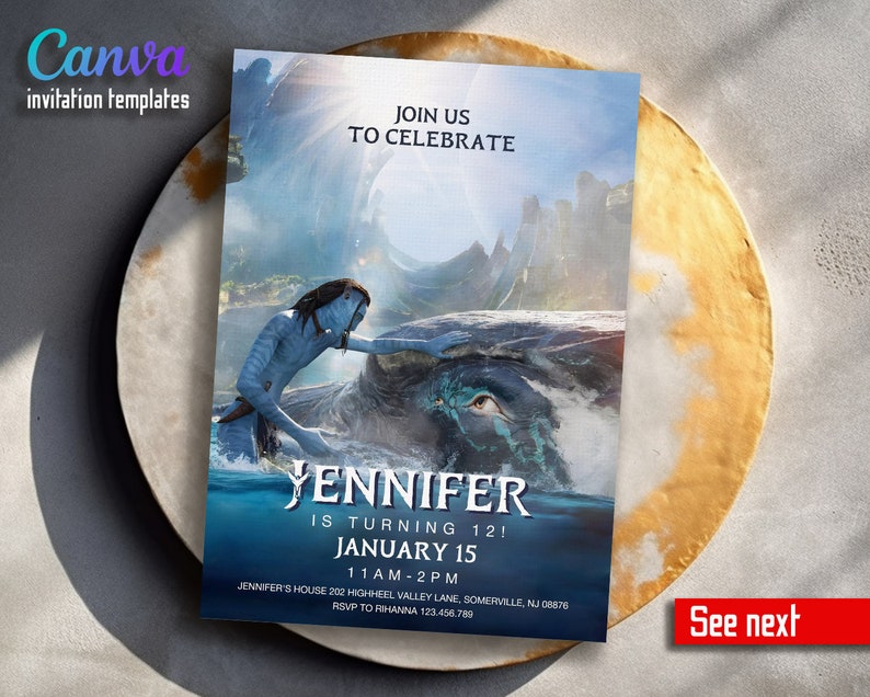 Avatar 2 Editable Invitation, Pandora Printable Birthday Invite, Avatar ...