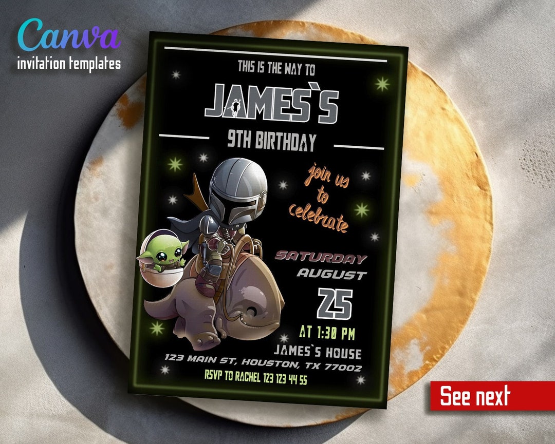 Instant Download Grogu Invitation, Printable Birthday Invitation,wars ...
