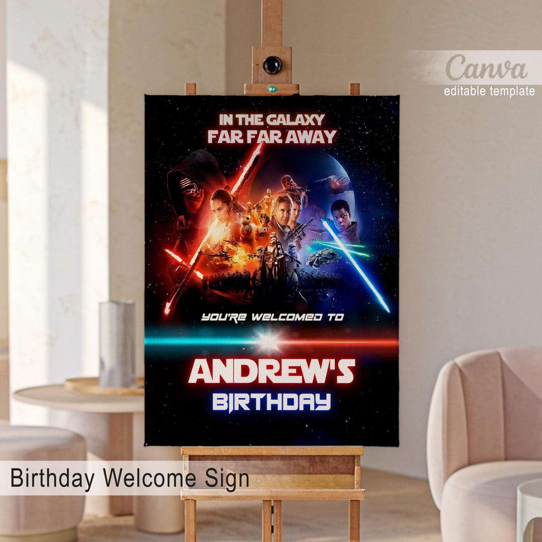 Printable Star Welcome Sign Template, Birthday Stormtrooper Wars Party ...