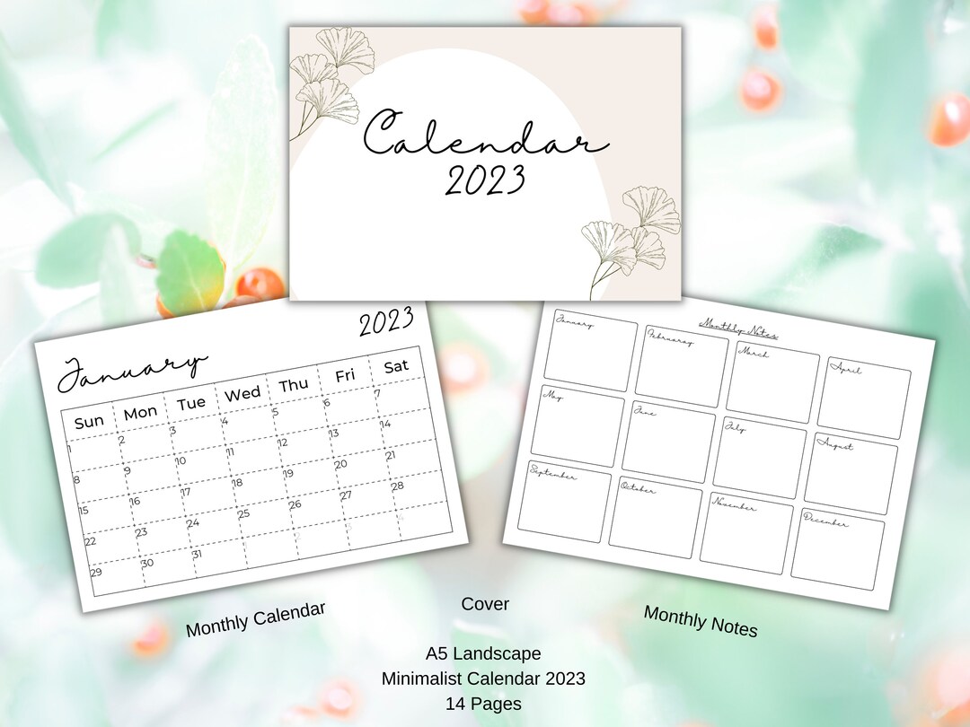 Minimalist Calendar 2023 Printable Canva Template Planner - Etsy UK