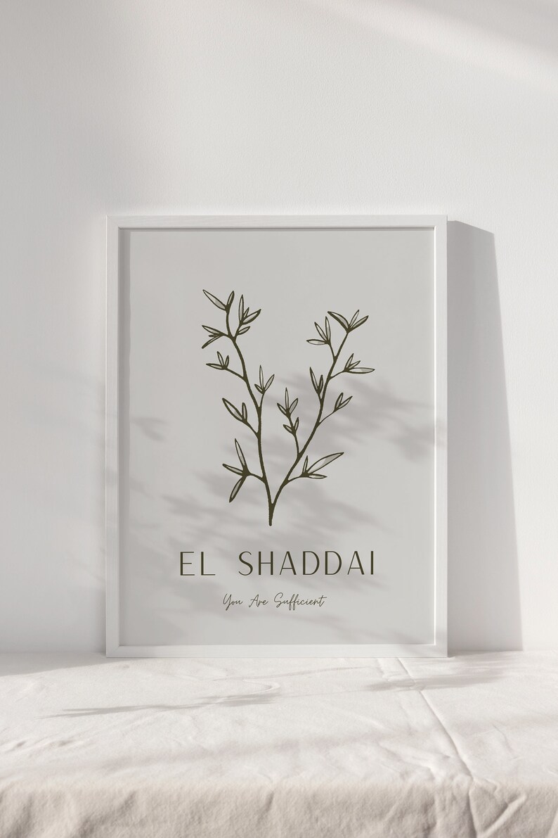 El Shaddai God is Sufficient Christian Printable Beige Aesthetic Gifts ...