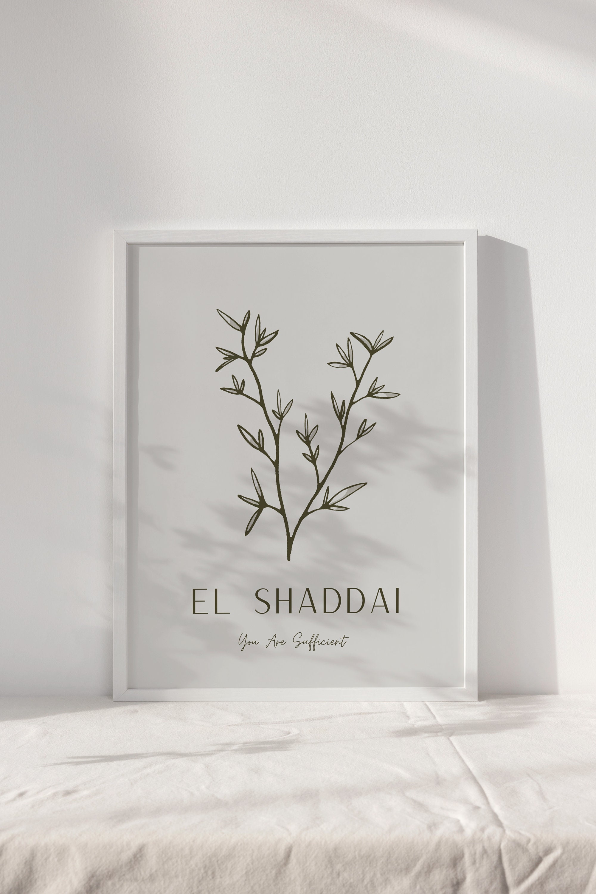El Shaddai God is Sufficient Christian Printable Beige Aesthetic Gifts ...