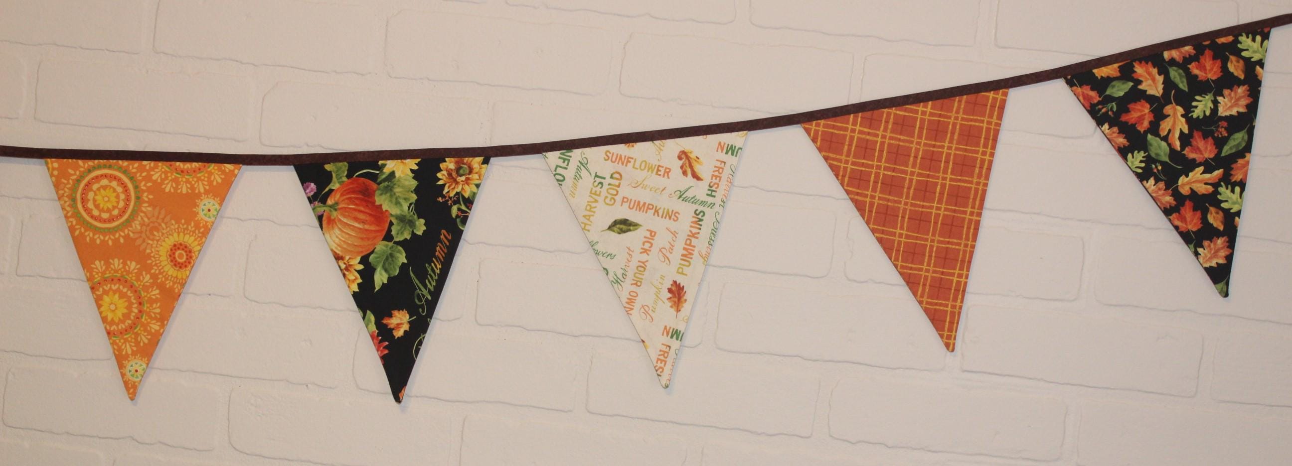 Fall Flag Bunting Garland Banner, Autumn Fabric Pennants Flags Garland ...