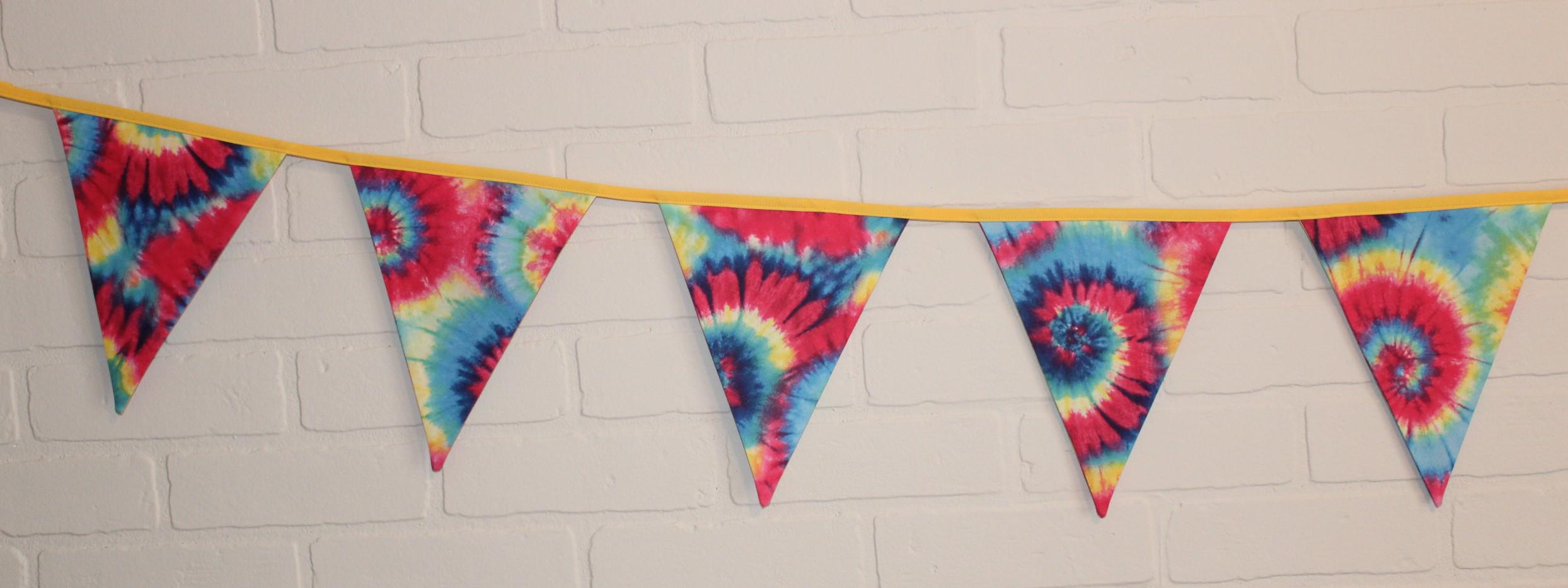 Tie Dye Bunting Garland: Retro Hippie Pennant Flag Banner - Etsy