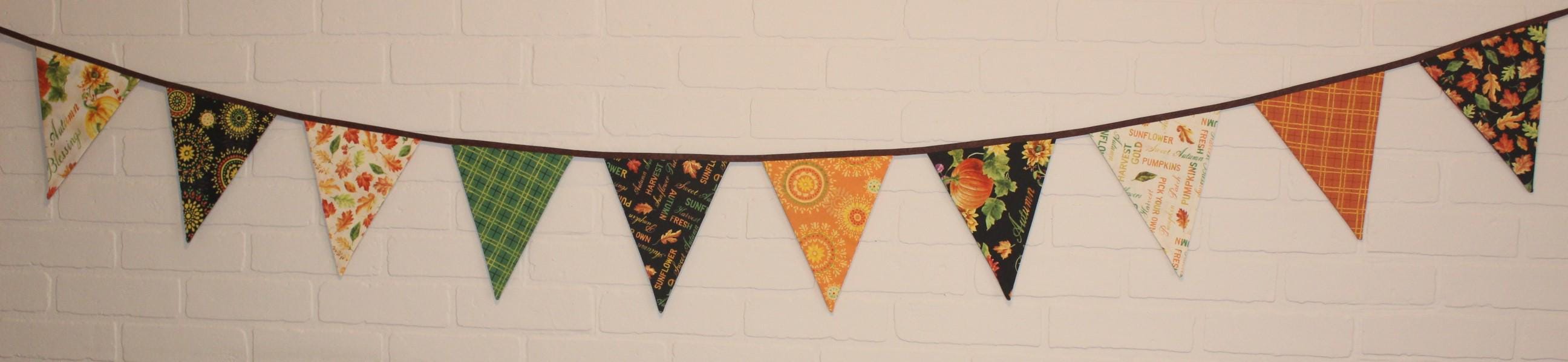 Fall Flag Bunting Garland Banner, Autumn Fabric Pennants Flags Garland ...