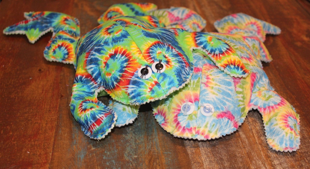 Tie Dye Frog, Hippie Bean Bag Frog, Tie Dye Stuffed Frog, Quilted Frog ...