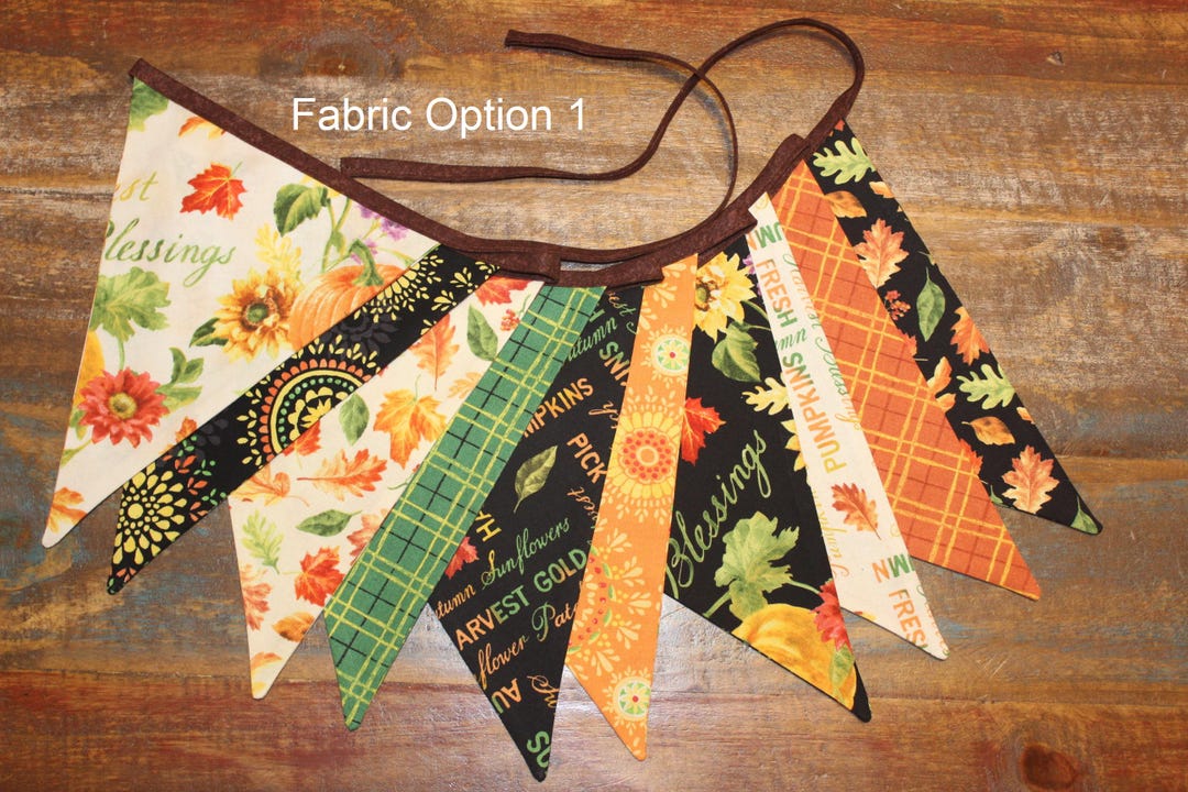 Fall Flag Bunting Garland Banner, Autumn Fabric Pennants Flags Garland ...