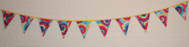 Tie Dye Bunting Garland: Retro Hippie Pennant Flag Banner - Etsy