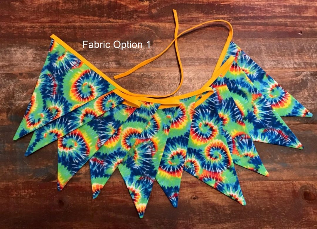 Tie Dye Bunting Flag Banner Garland, Retro Tie Dye Pennant Flags - Etsy