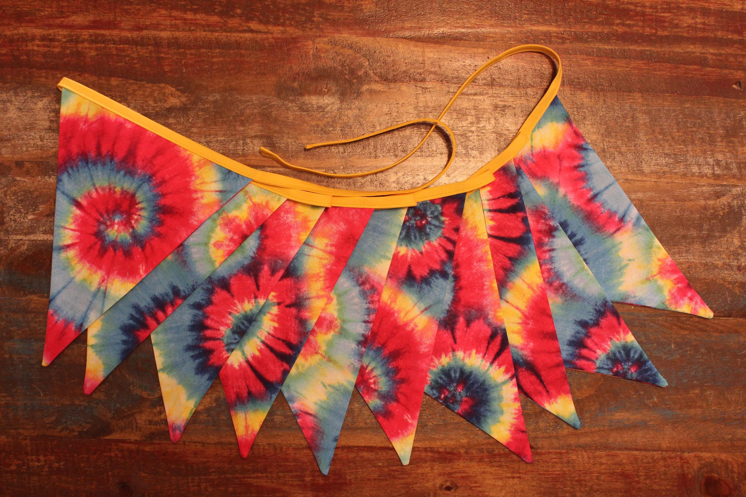 Tie Dye Bunting Garland: Retro Hippie Pennant Flag Banner - Etsy