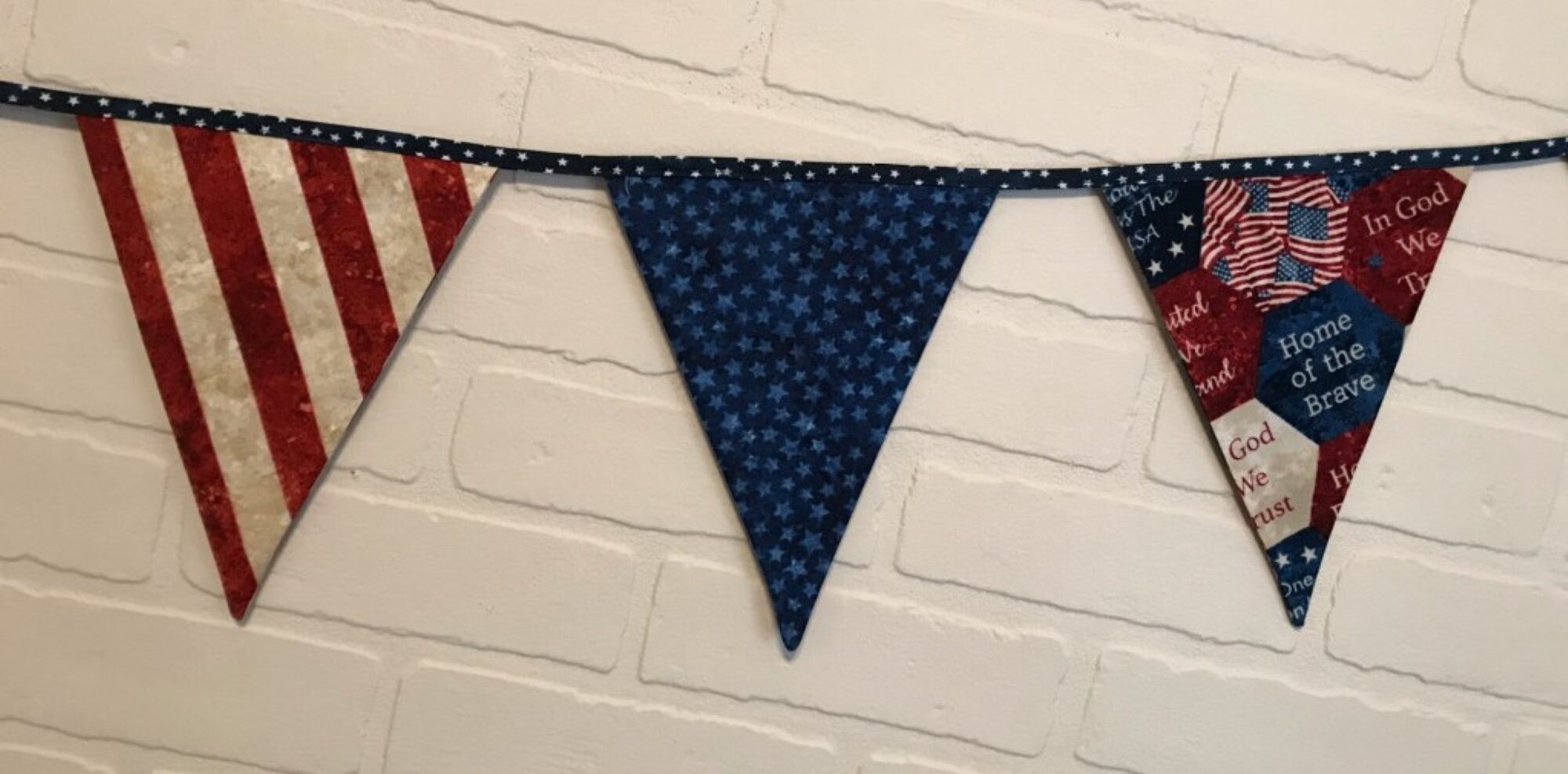 USA Patriotic Bunting Flag Fabric Banner Pennant Flags, Fourth of July ...