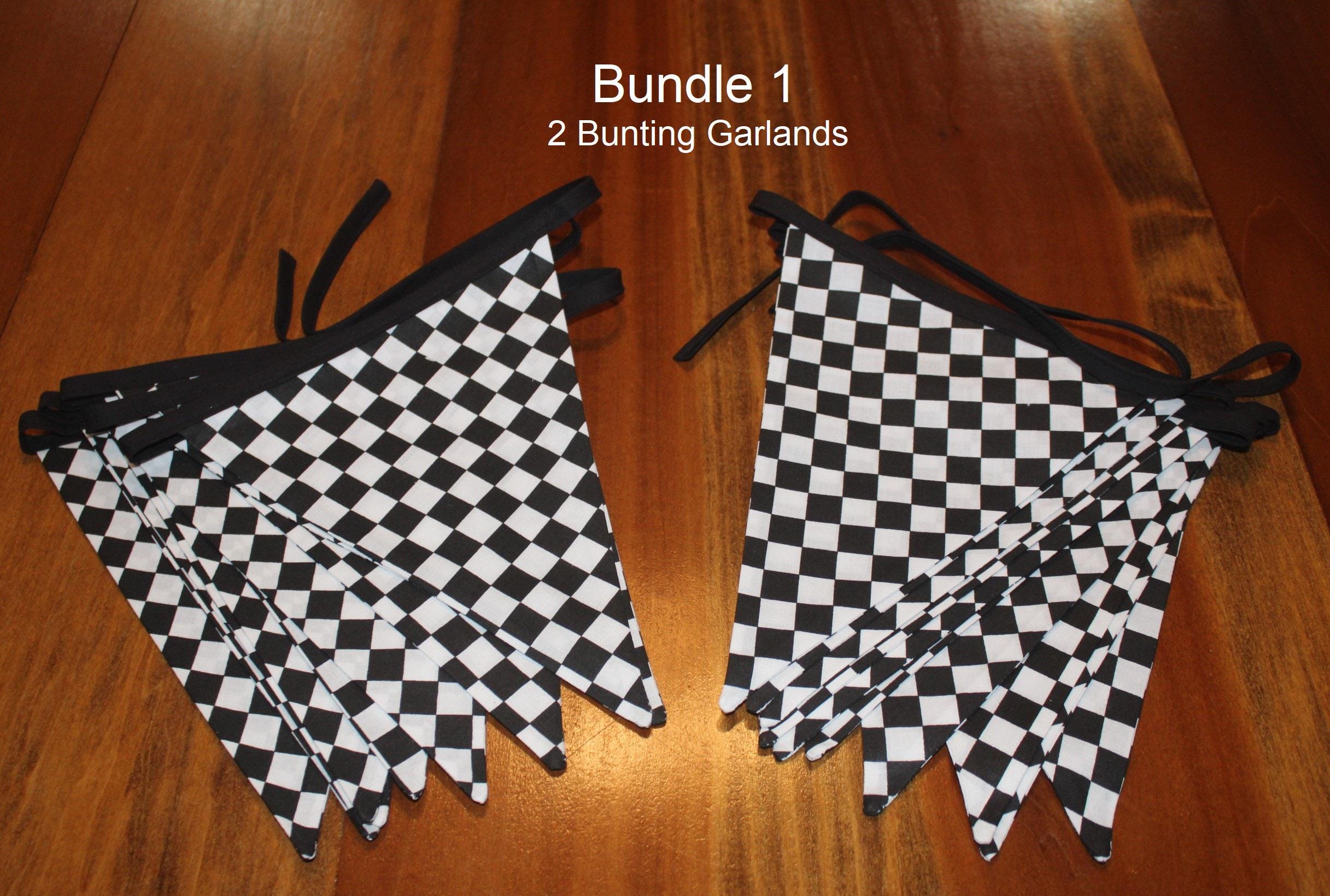 Checkered Bunting Flags Banner, Checkered Race Pennant Flags, Finish ...