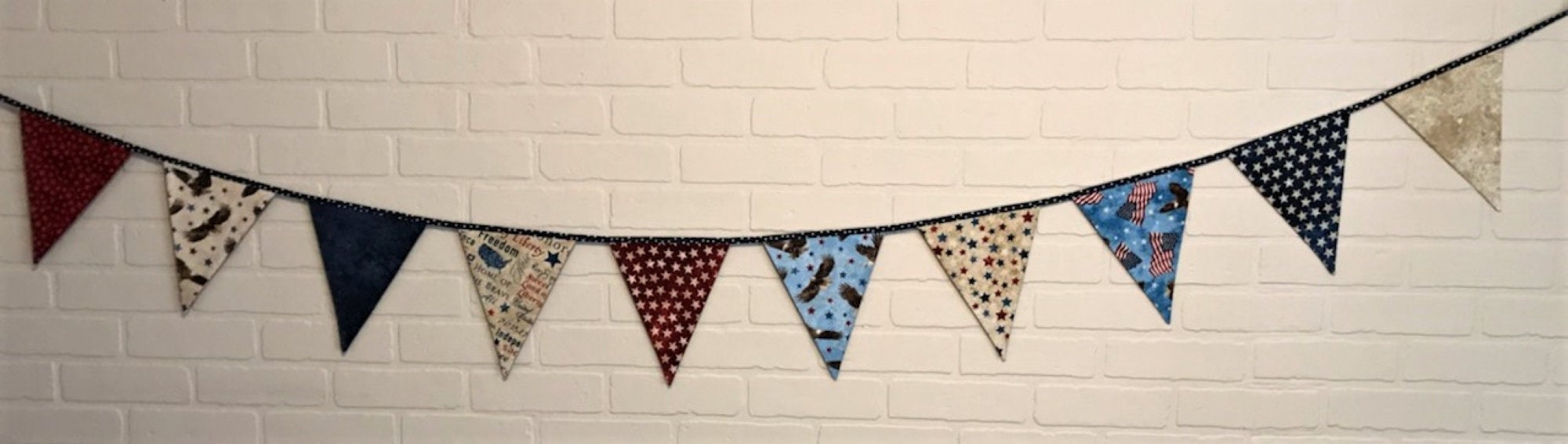 USA Patriotic Bunting Flag Fabric Banner Pennant Flags, Fourth of July ...