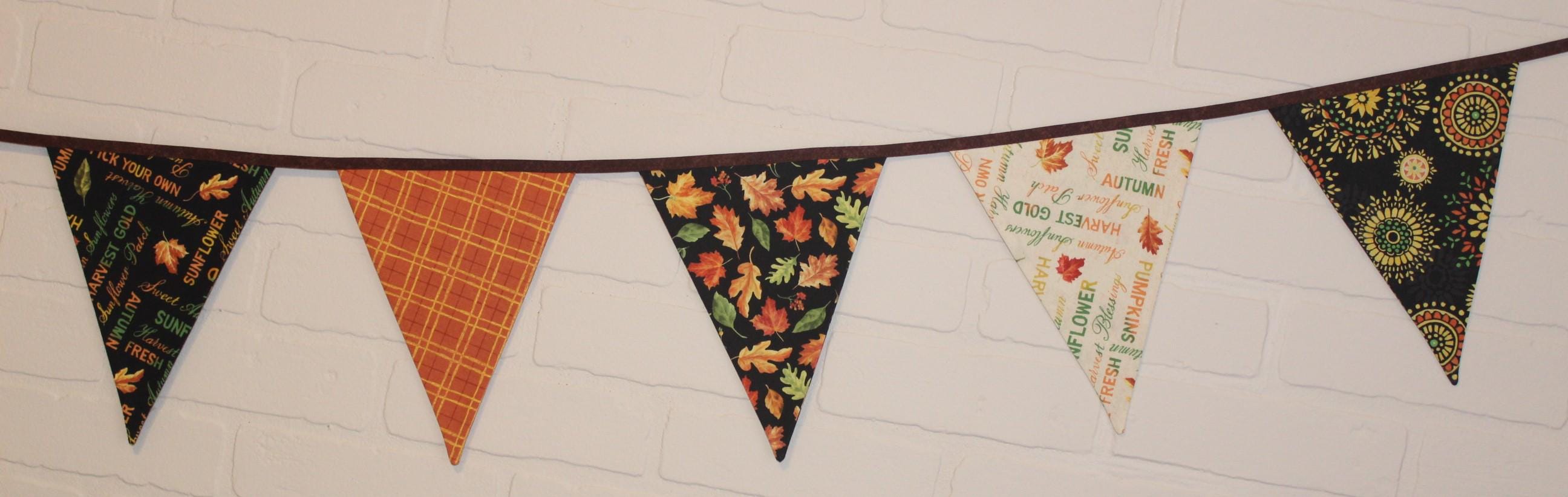 Fall Flag Bunting Garland Banner, Autumn Fabric Pennants Flags Garland ...
