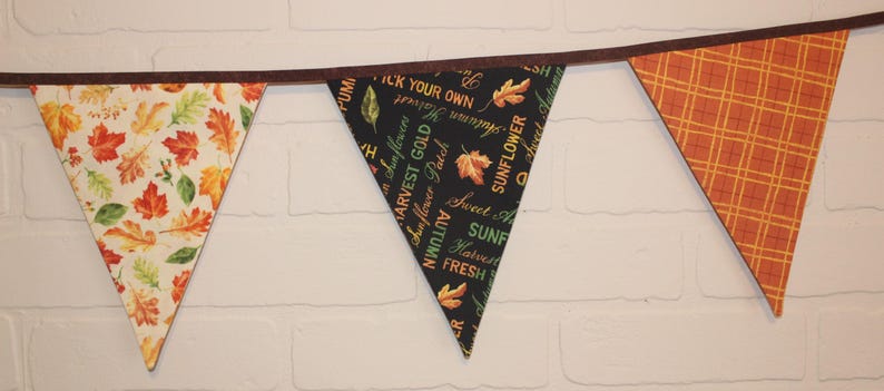 Fall Flag Bunting Garland Banner, Autumn Fabric Pennants Flags Garland ...