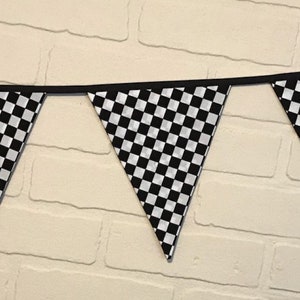Checkered Bunting Flags Banner, Checkered Race Pennant Flags, Finish Line Pennant Flags Black ...