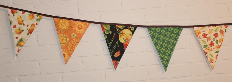 Fall Flag Bunting Garland Banner, Autumn Fabric Pennants Flags Garland ...