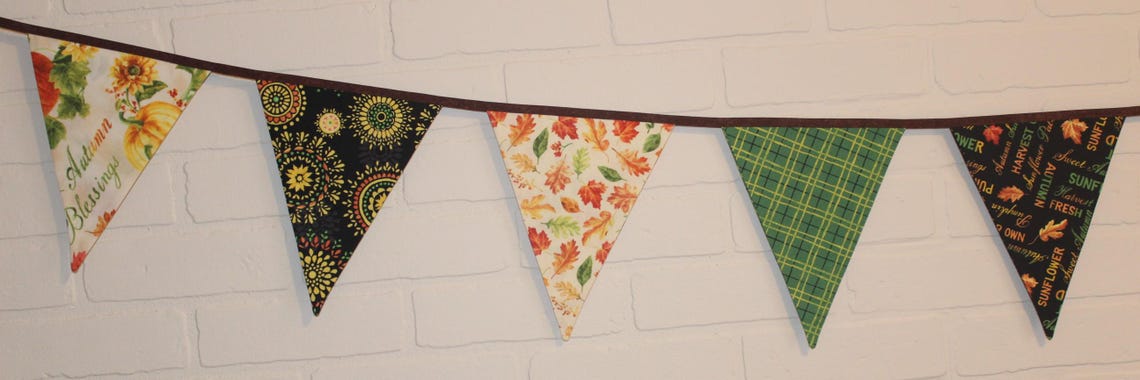 Fall Flag Bunting Garland Banner, Autumn Fabric Pennants Flags Garland ...