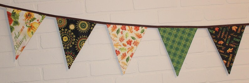 Fall Flag Bunting Garland Banner, Autumn Fabric Pennants Flags Garland ...