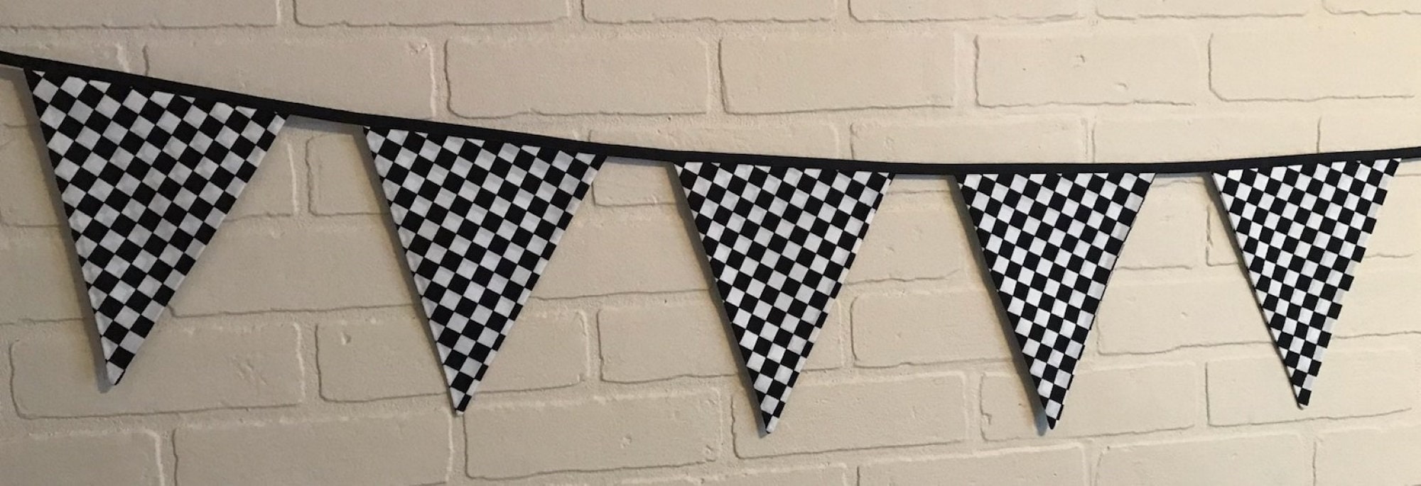 Checkered Pennant Flags, Black and White Racing Bunting, Finish Line ...
