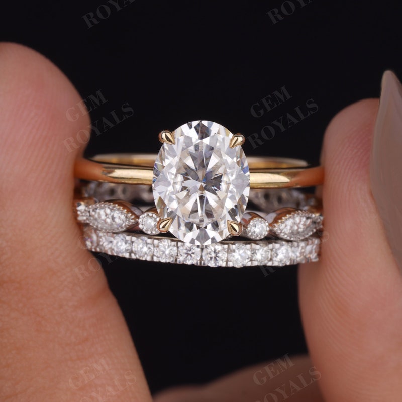 Oval Wedding Set - Etsy